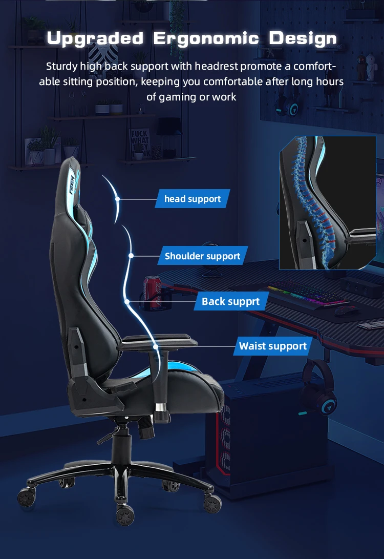 Hot Selling Custom Logo Rotating Pu Leather Ergonomic Computer Lounge ...