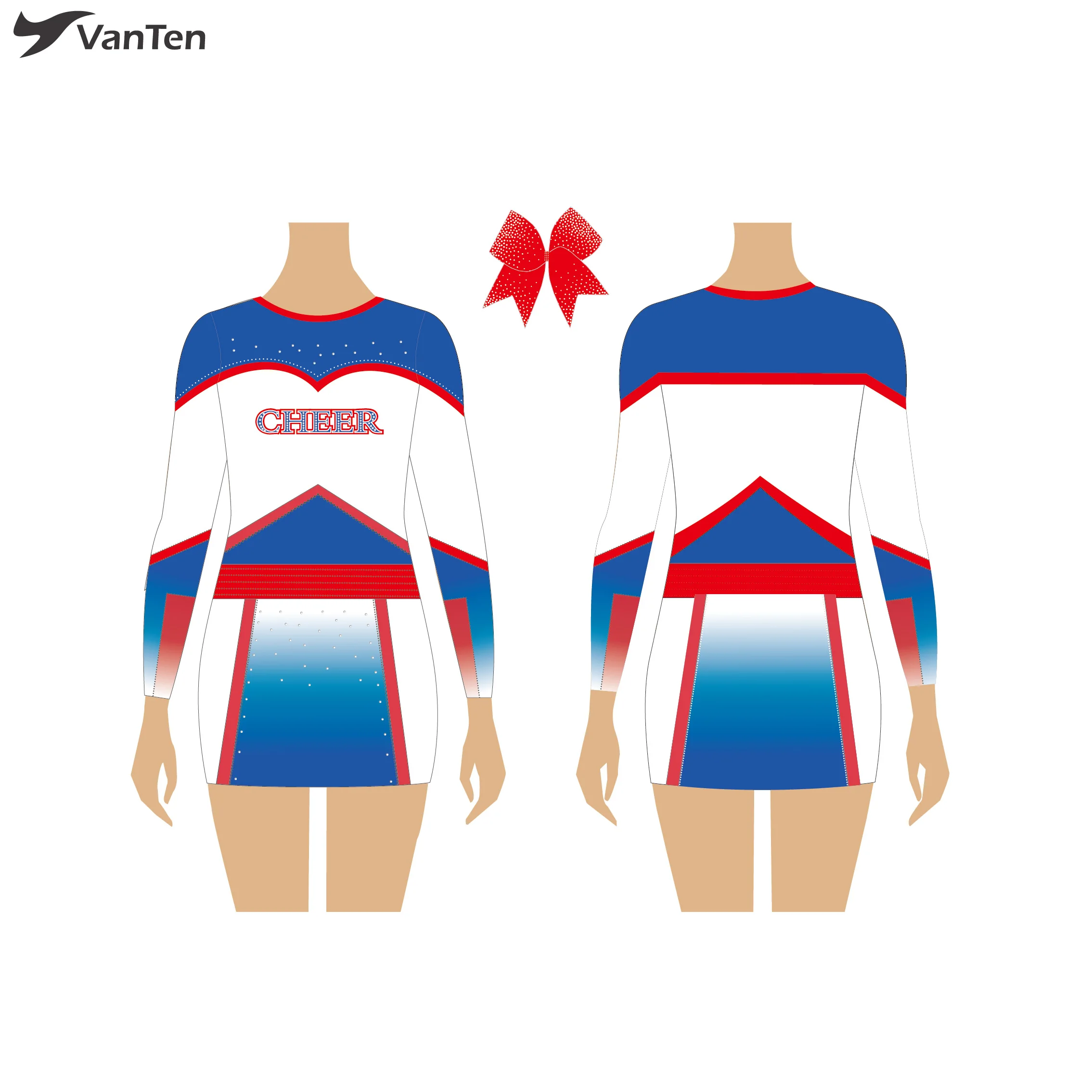 Long Sleeve Black Cheerleaders Pleated Skirt Crop Top Cheerleading ...