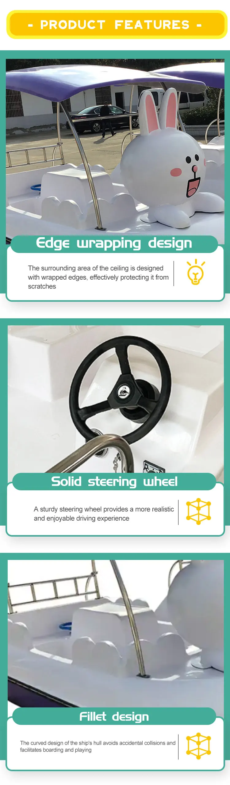 High Quality 4-person Pedal Boat with Kids Human Power Boat Funny Water ...