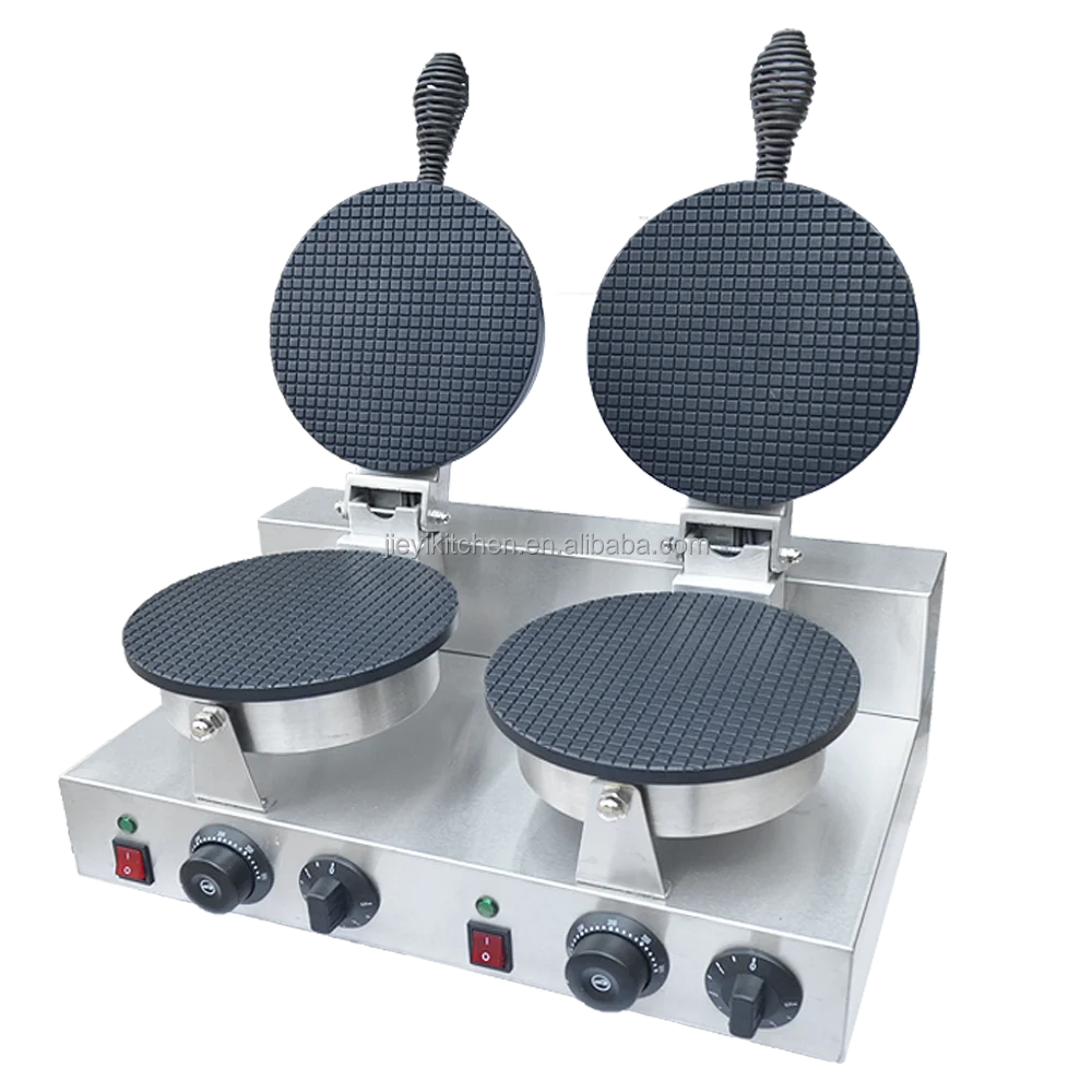 Commercial Waffle Ice Cream Cone Baker Double Head Waffle Machine Snack ...