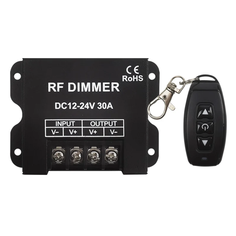 12V 24V 30A Single Color LED Dimmer With Wireless 3 Keys RF Remote ...