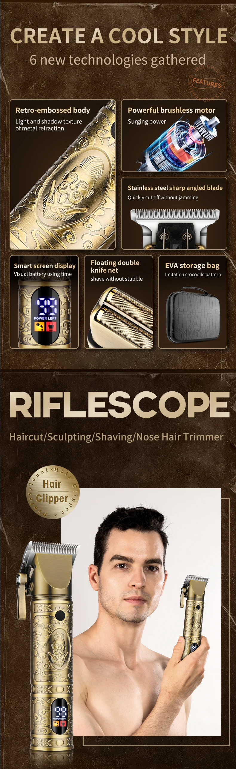 Resuxi 740 Kit New Hair Clippers Professional Hair Trimmer Nose Trimmer ...