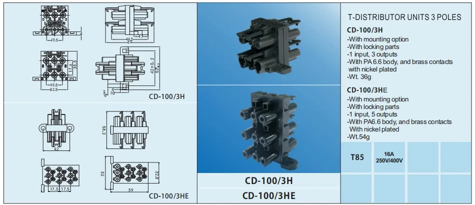 T-Distributor Units 3 Poles Connector to Connect Terminals| Alibaba.com