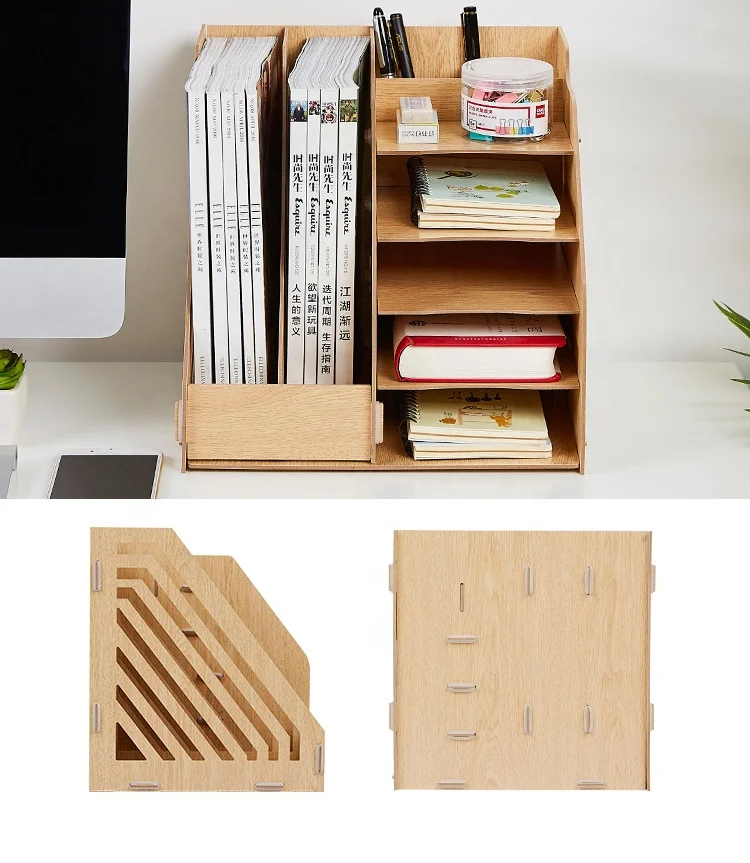 Customized Wooden Creative Multi-purpose DIY File Storage Rack Wooden ...