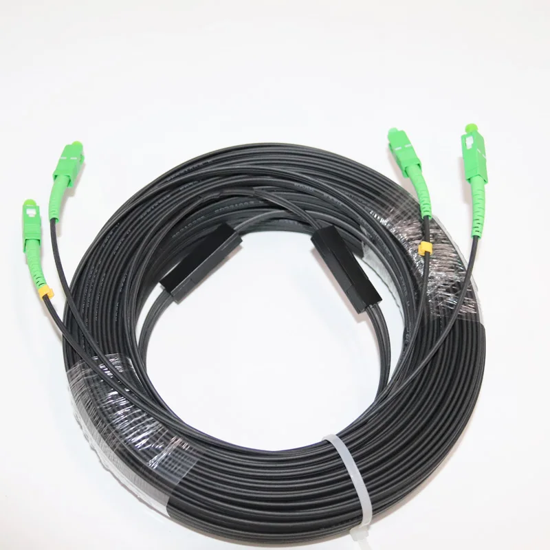 100m 3 Steel 2 Core Drop Cable Fiber Optic Patch Cord Sc/apc Sm Upc Fc ...