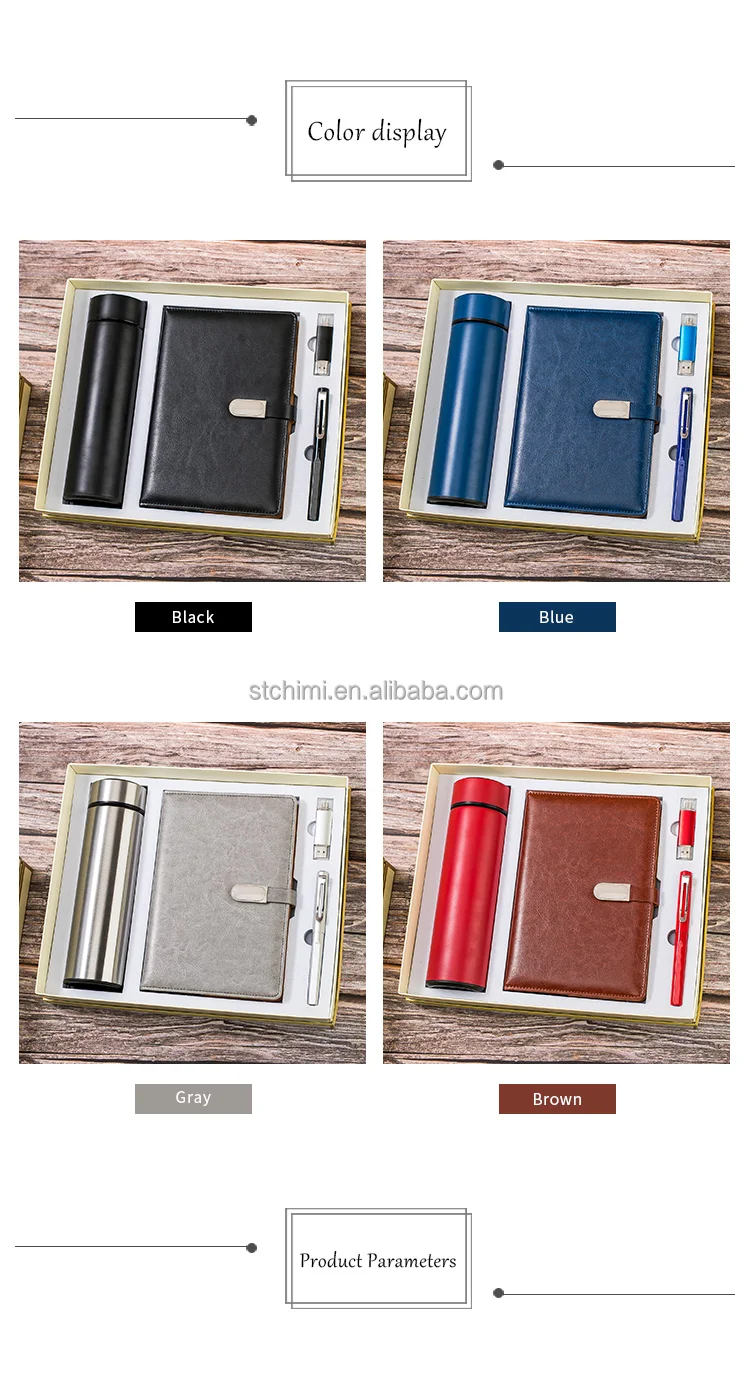 Wholesale Customized Logo A5 PU Leather Notebook+304 Vacuum Flask+ Pen ...