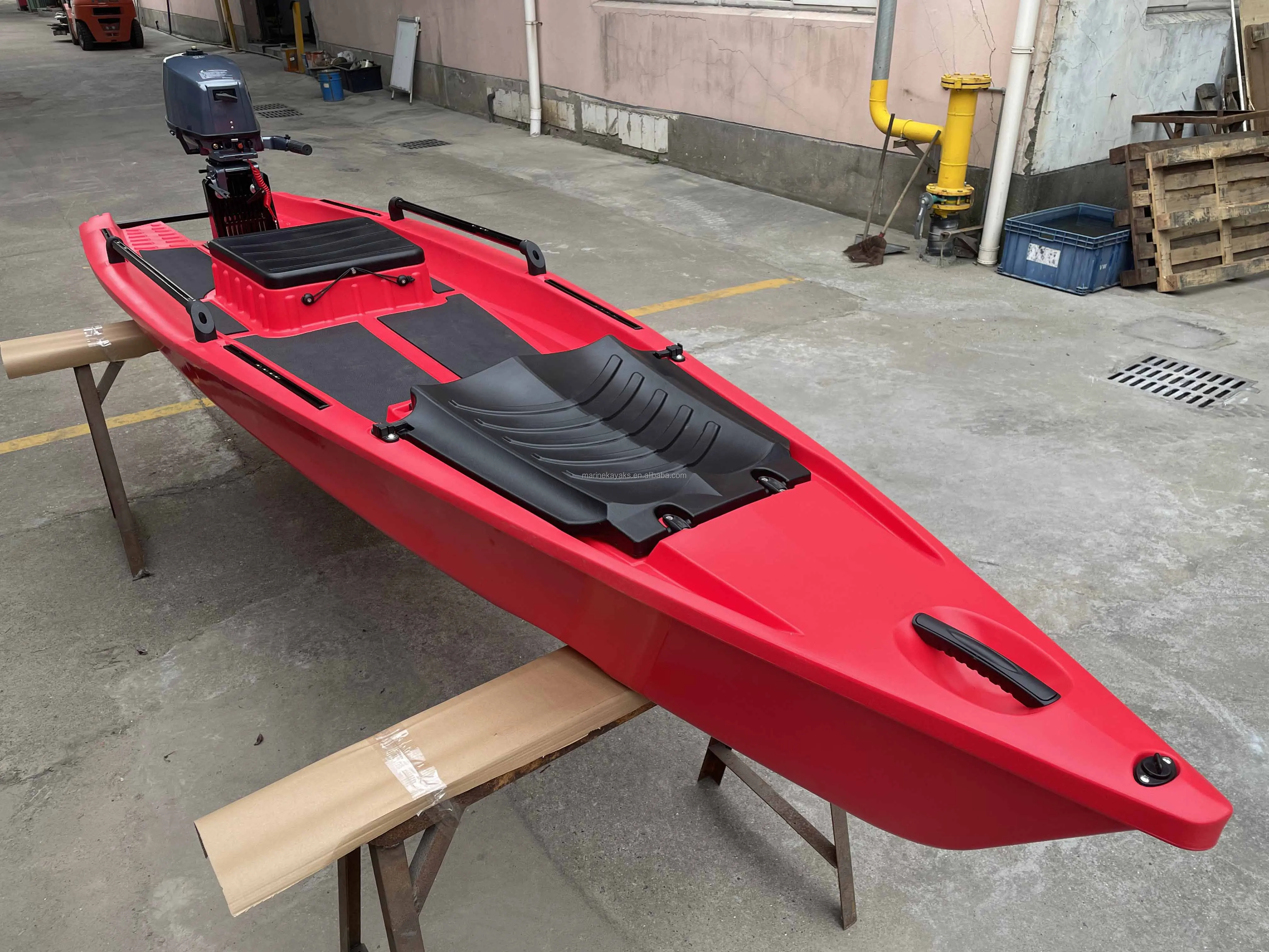 Rotomolded Outboard Engine Fishing Kayak - Single Seat Solo Skiff Boat ...
