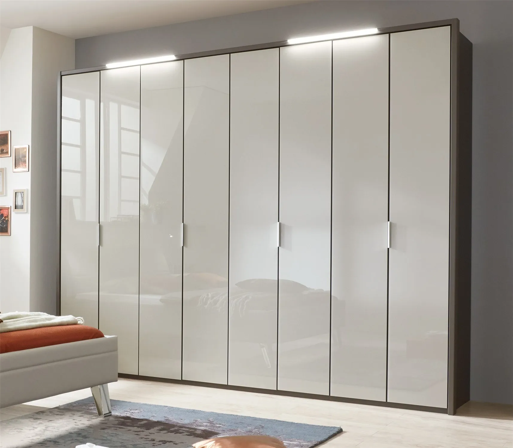 Modern High Gloss Portable Wardrobe with Sliding Door - Customizable ...