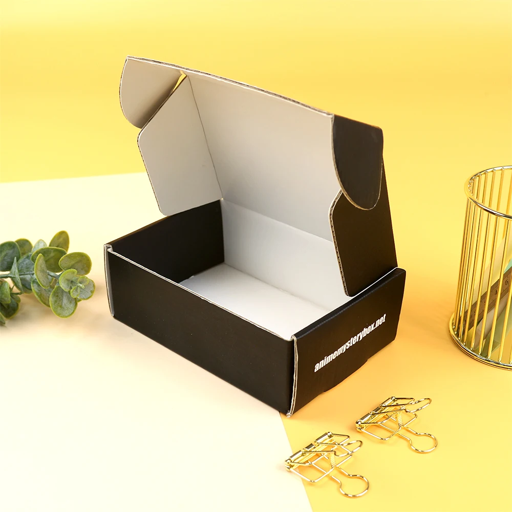 Custom Folding Mailer Box Corrugated Cardboard Matte Black Shipping ...