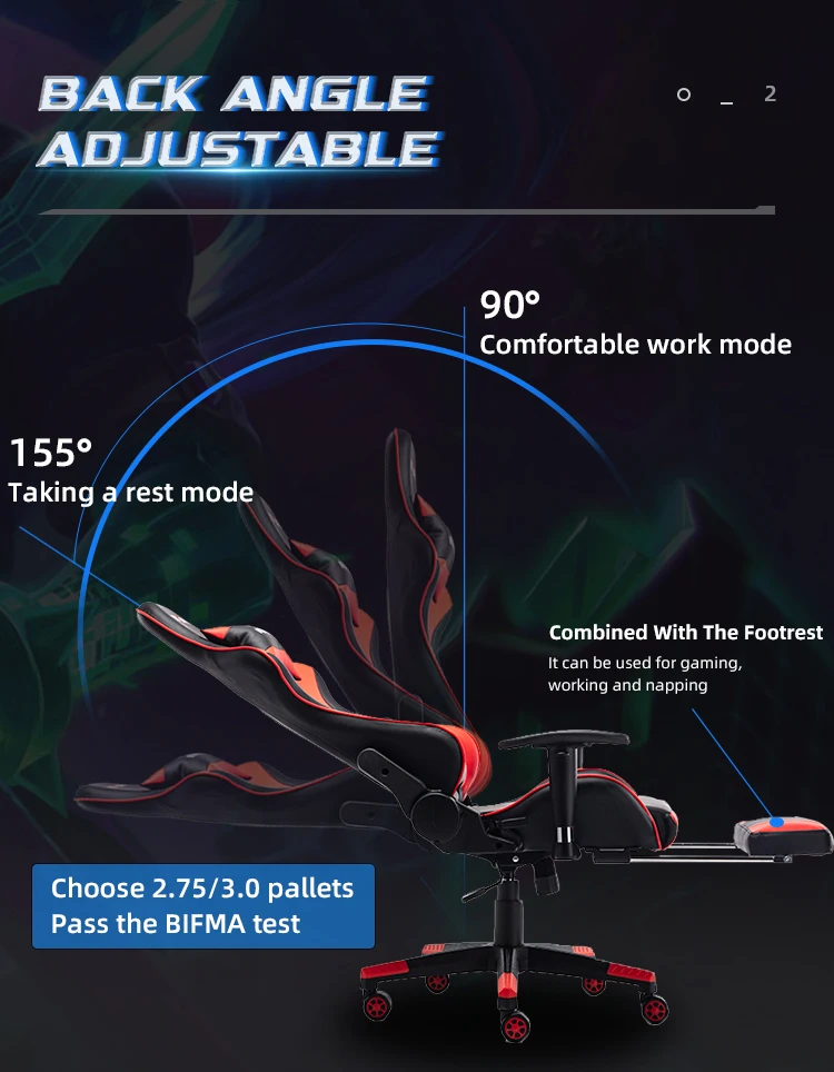 Luxury Leather Tilt Adjustable Ergonomic Gamer Chair Gaming With ...