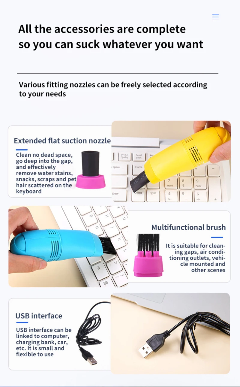 Mini Electric Laptop Keyboard Brush Dust Brush Mini Computer Vacuum ...