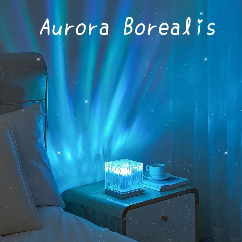 Rotating Northern Lights Nightlight Water Ripple Table Lamp Led Dynamic ...