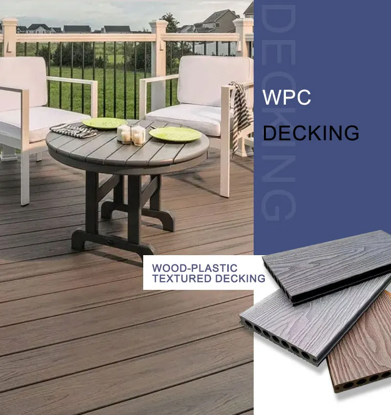Custom Interlock Wpc Outdoor Decking 3D Embossing Wood Grain Composite ...