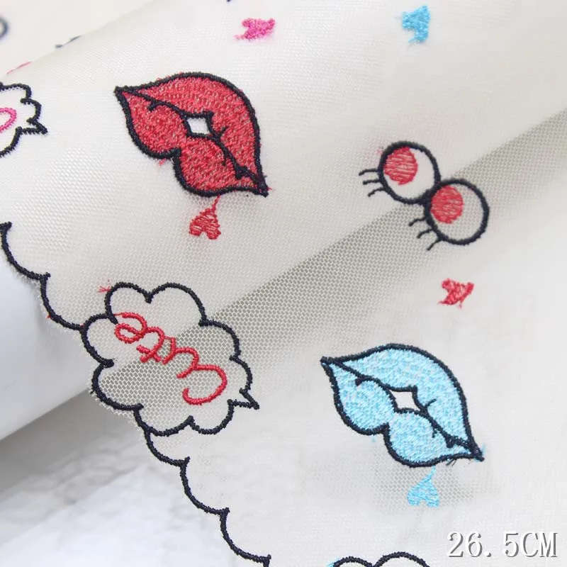 Cute Skin Color Net Fabric For Dress Colorful Embroidery Lace Trim ...