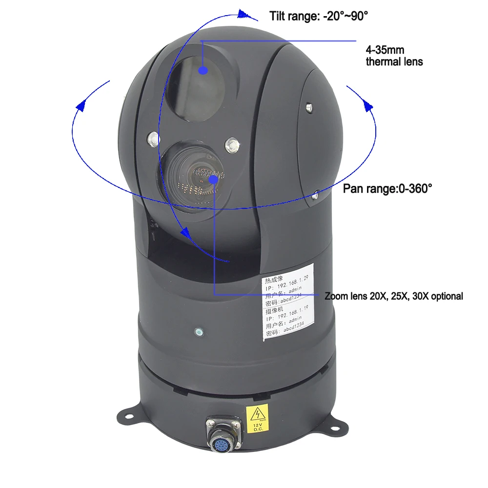 Outdoor Ptz Camera With Wiper Thermal Sensor 384*288 4mm Visible 30x ...