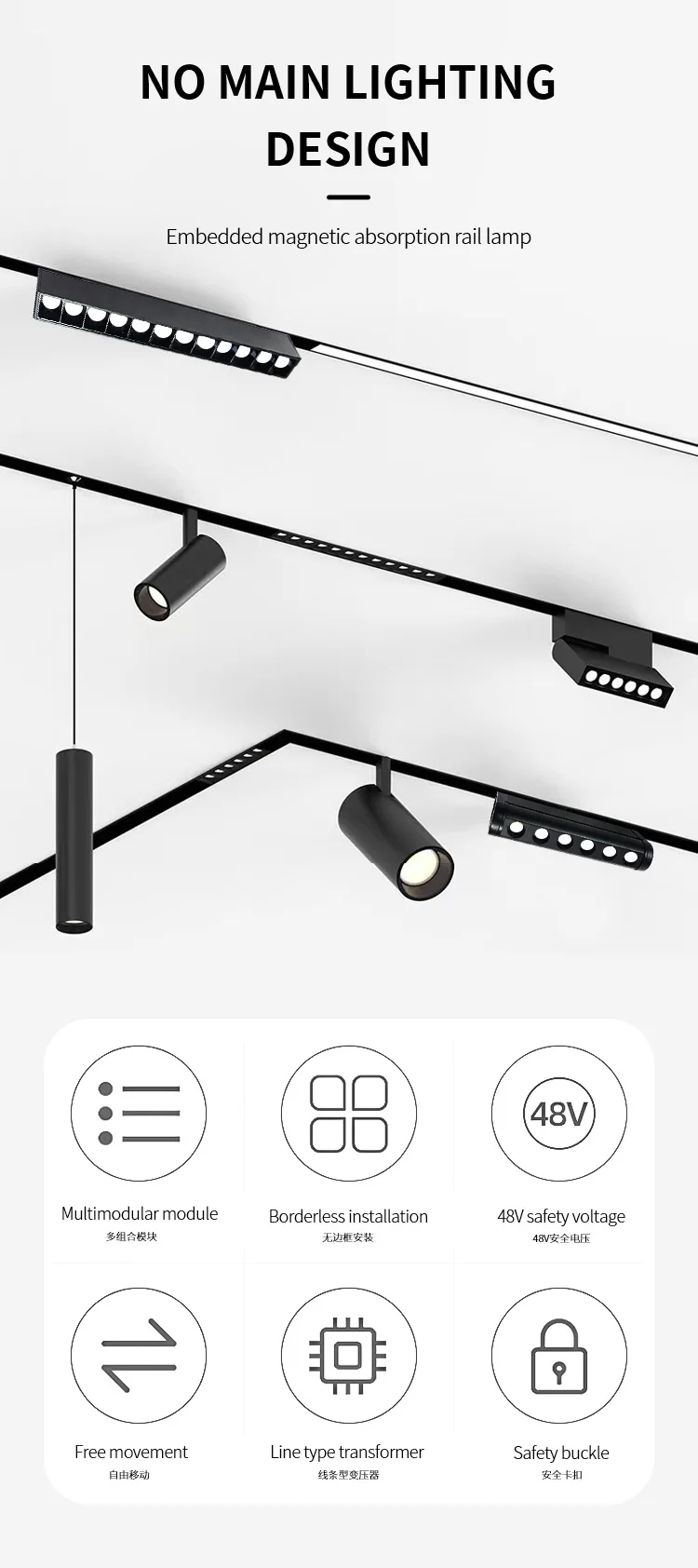 Custom Popular and Simple Magnetic Absorption LED Track Lamp for Easy ...