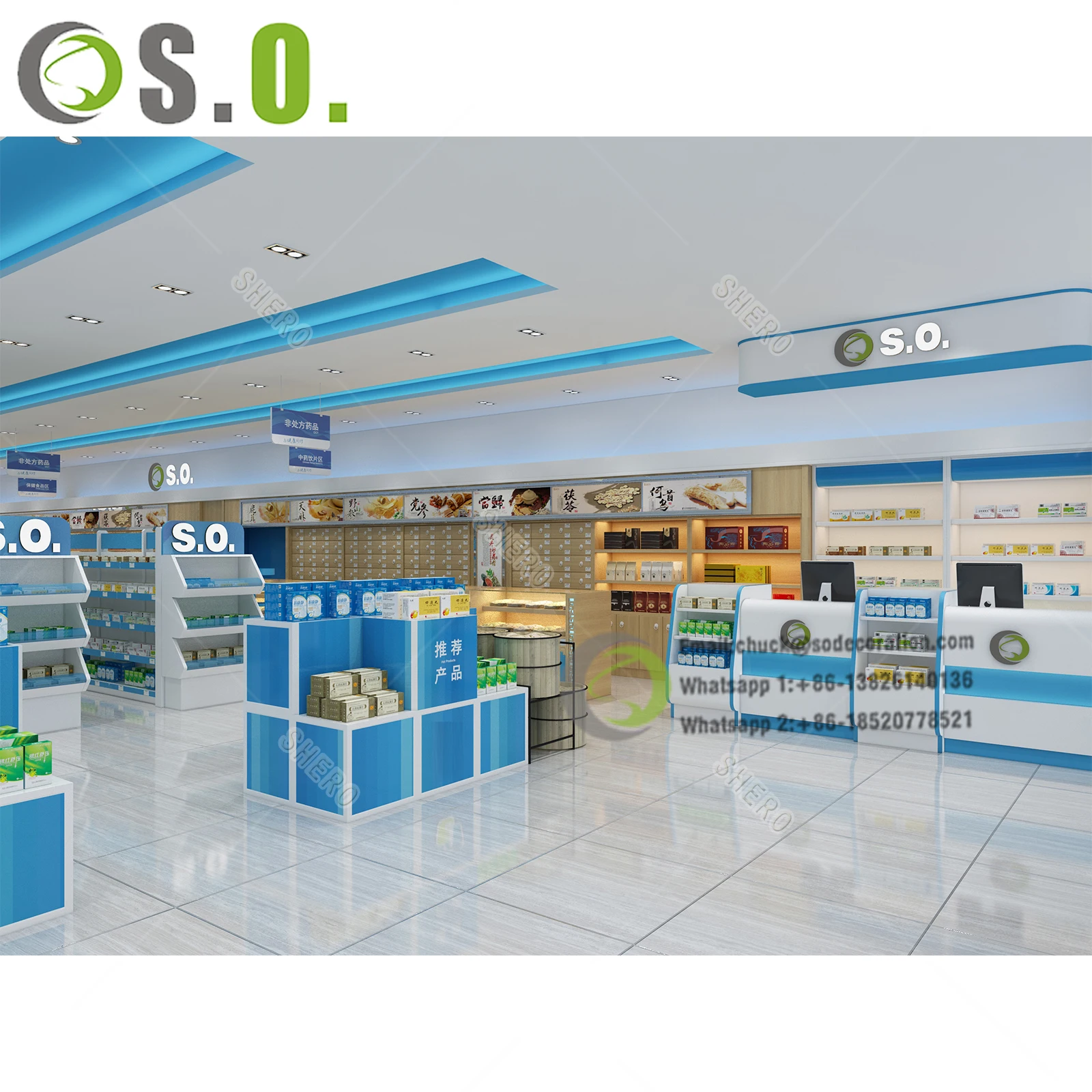 Dispensary Shop Showcase Wooden Counter Display Stand Bottle Pills ...