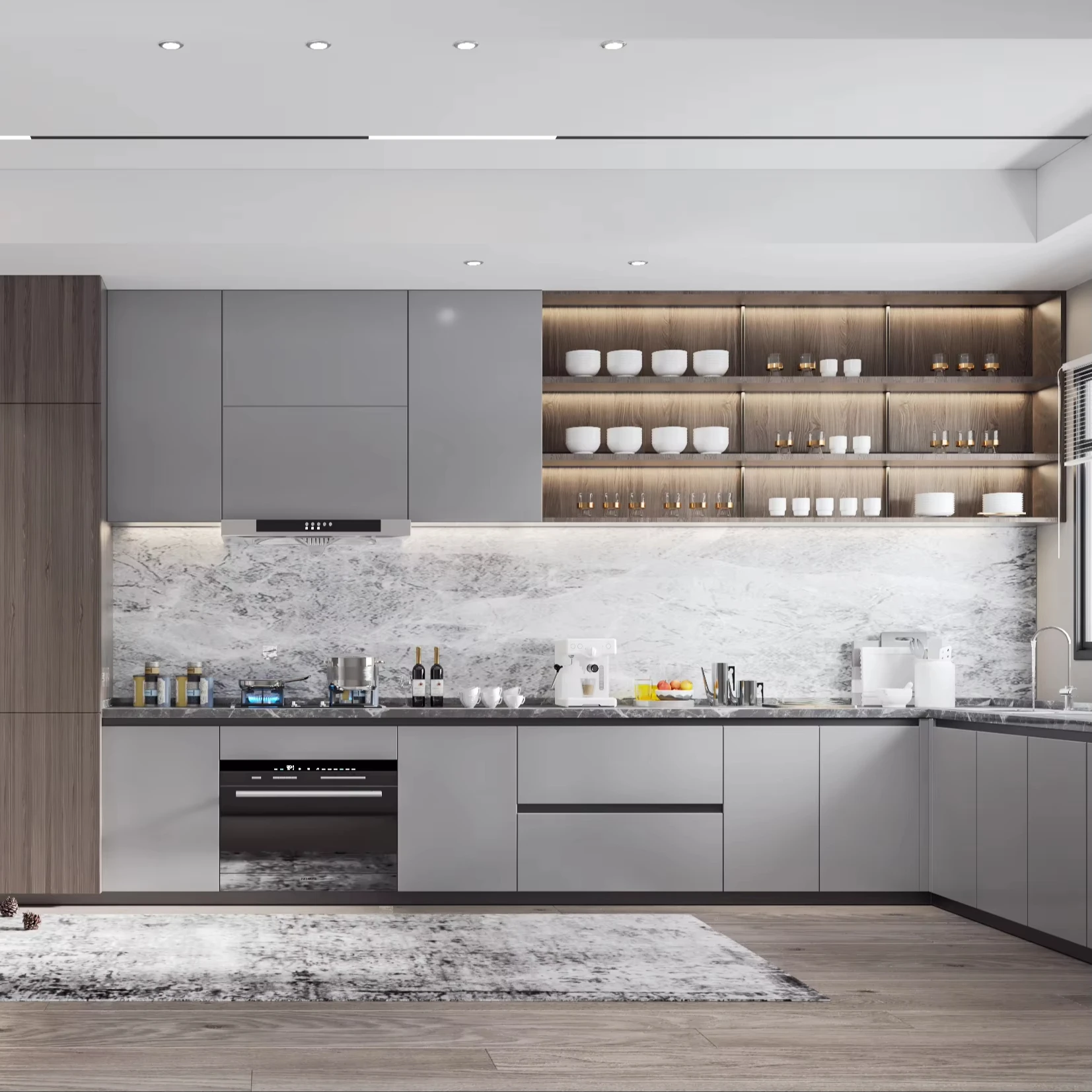 Solid Wood Modular Kitchen Drawer Custom Marble Granite Laminate ...