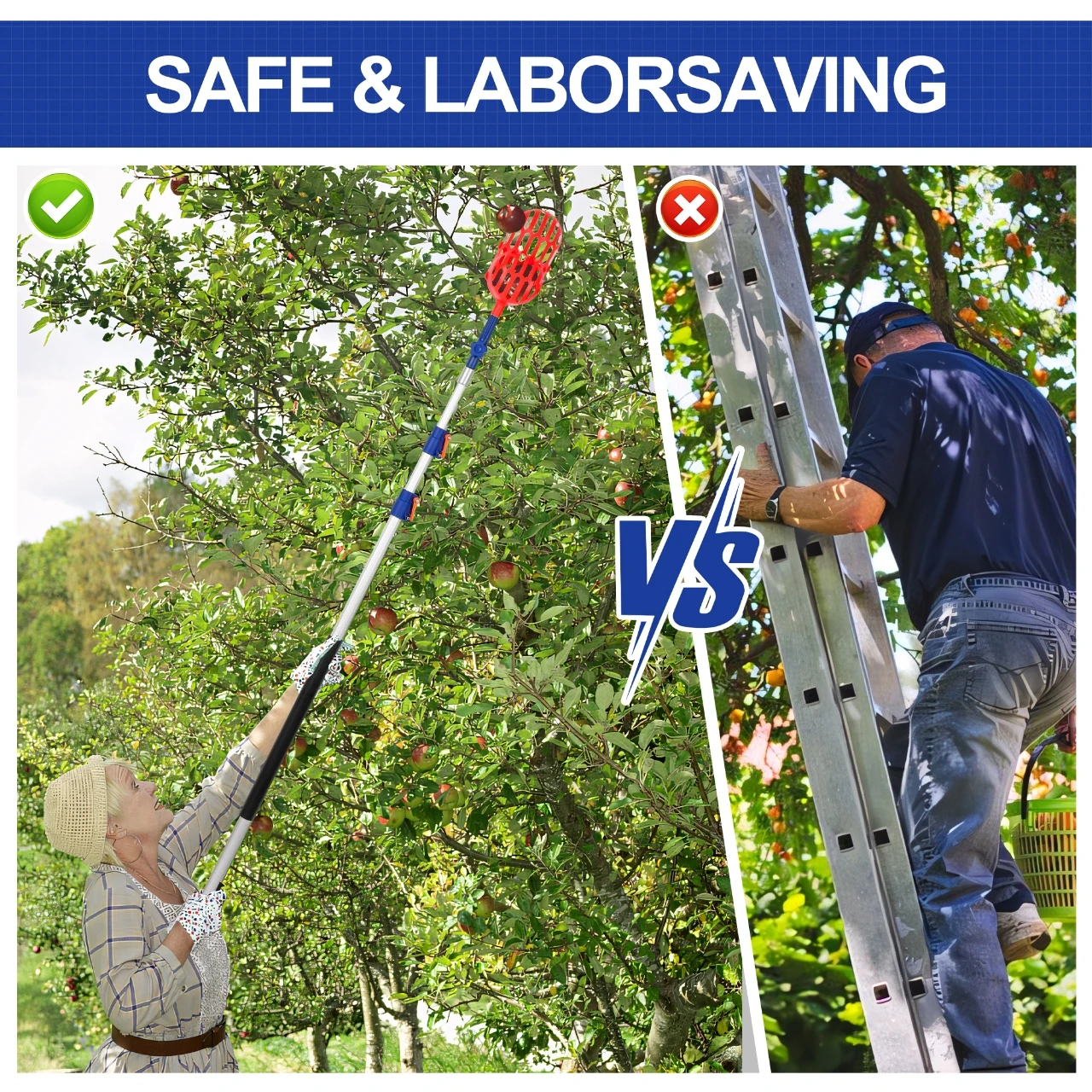 Fruit Picker with Aluminum Alloy Telescopic Extension Pole