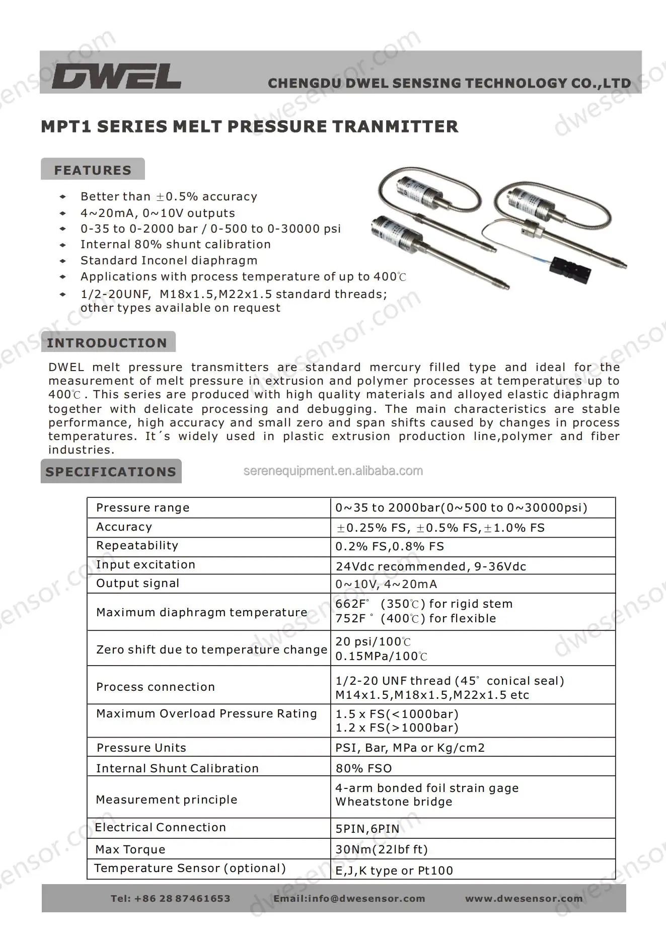 Dynisco Melt Pressure Transducers for Extruders - Accurate & Reliable