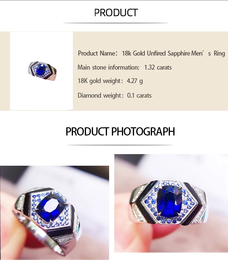 18k 1.32ct未发射皇家蓝宝石戒指蓝宝石男戒指皇家蓝色级珠宝结婚礼物爱情珠宝 - Buy 高级时尚珠宝18k 1.32ct未烧制蓝宝石戒指男士皇家蓝色蓝宝石男士戒指结婚礼物爱情珠宝 ...