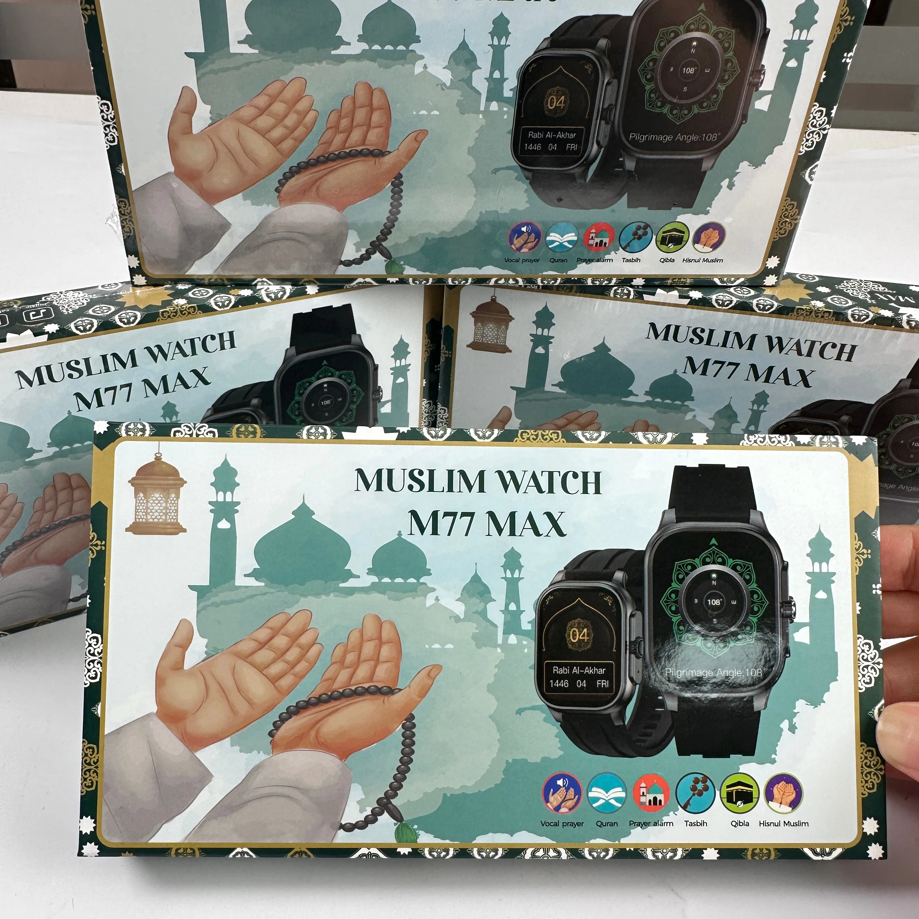 M77 Max Smart Watch Muslim Qibla Direction Prayer Alarm Quran Audio ...