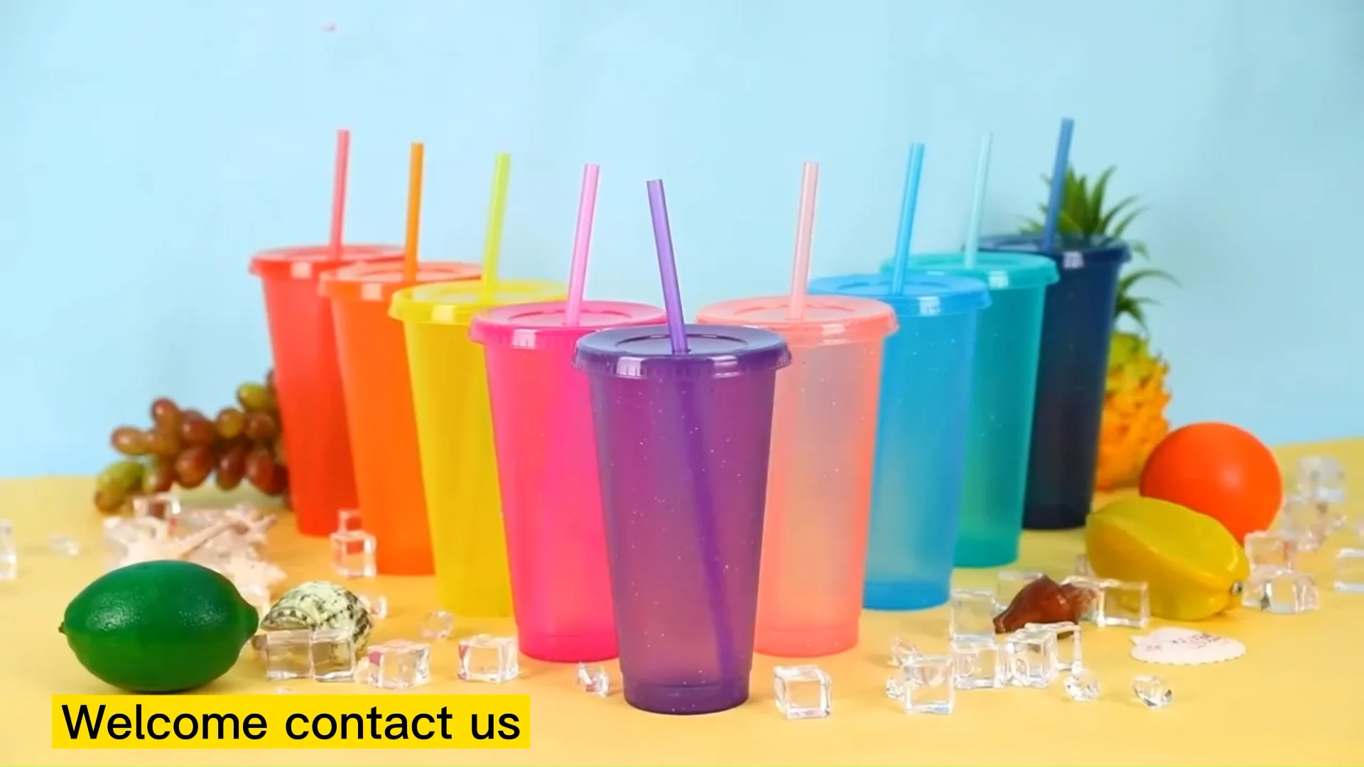 Cup Hot Selling 24oz 710ml Reusable Glitter Frosted Plastic Iced Cold ...