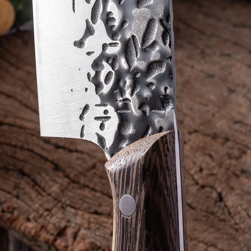 Super Sharp Hand Forged Nakiri Knife Hammer Pattern Home Kitchen Use ...