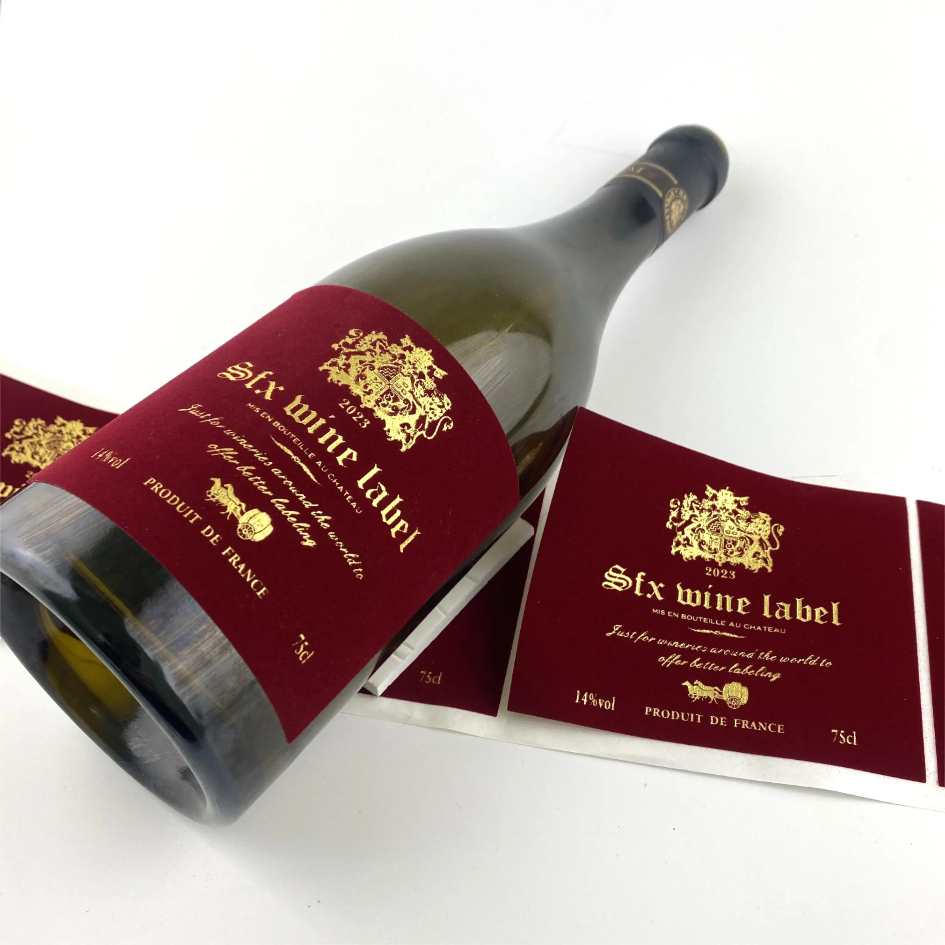 Luxury Velvet Sticker Labels Roll Adhesive Sticker Wine Label Custom ...