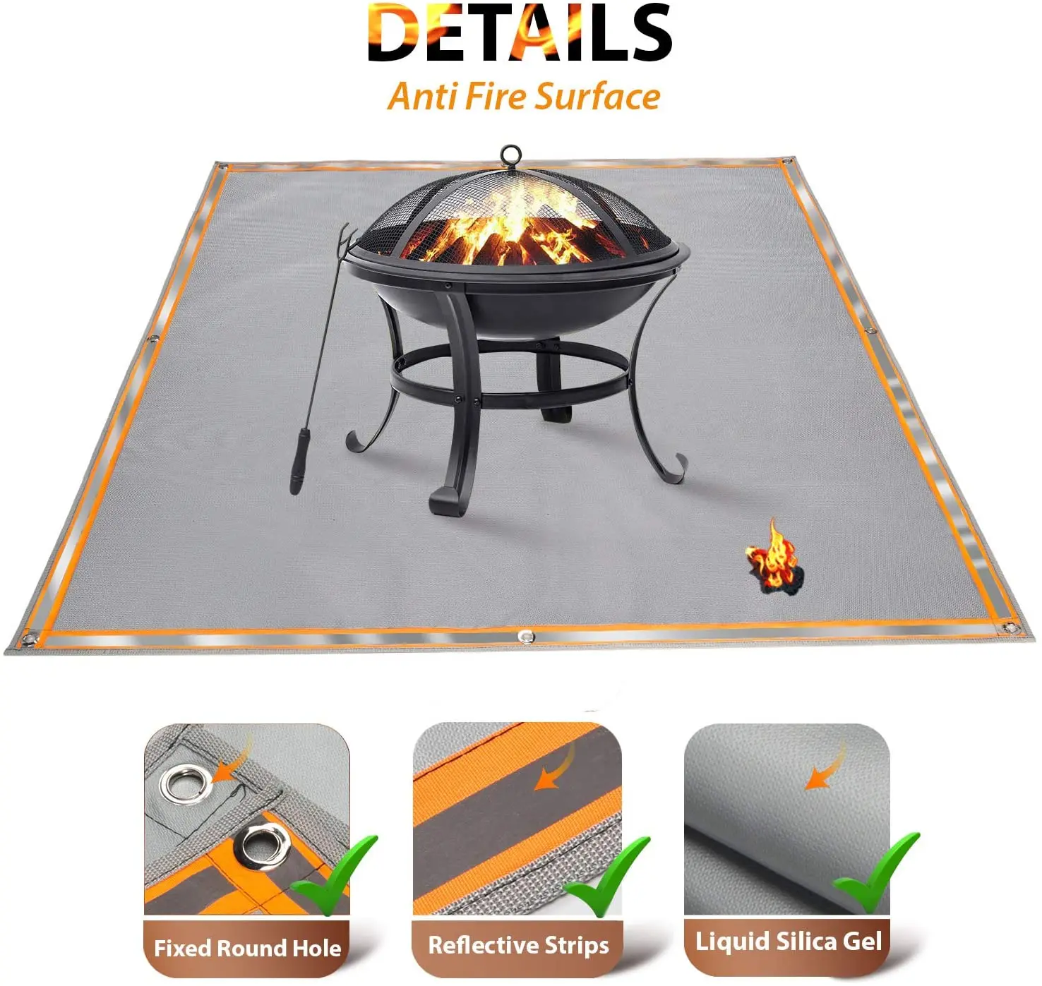 60 X 40 Inch Under Grill Mats Outdoor Grill Fireproof Mat For Lawn ...