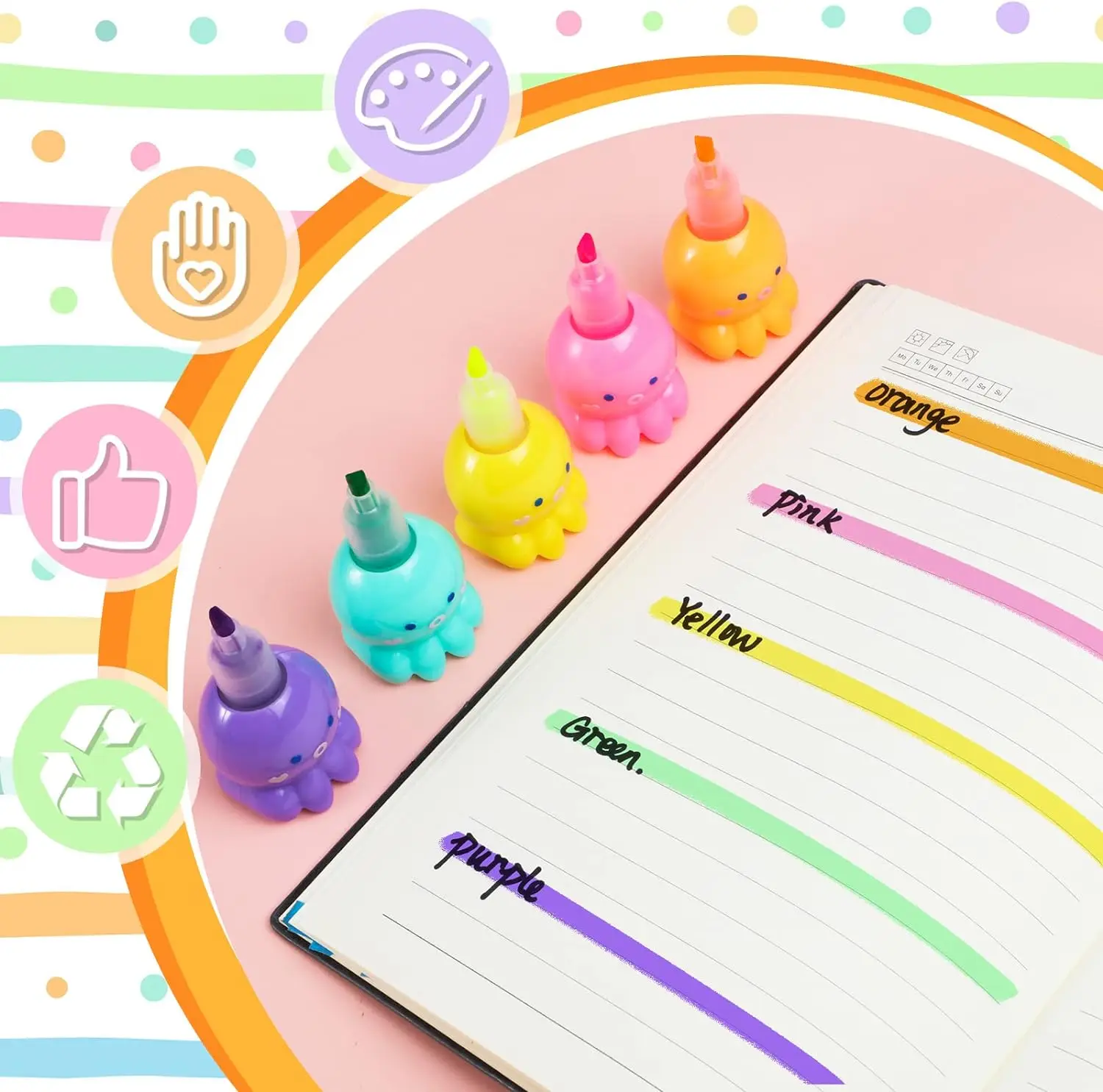 Cute Mini Highlighter Pens Stackable Kawaii Marker Pens Classroom ...