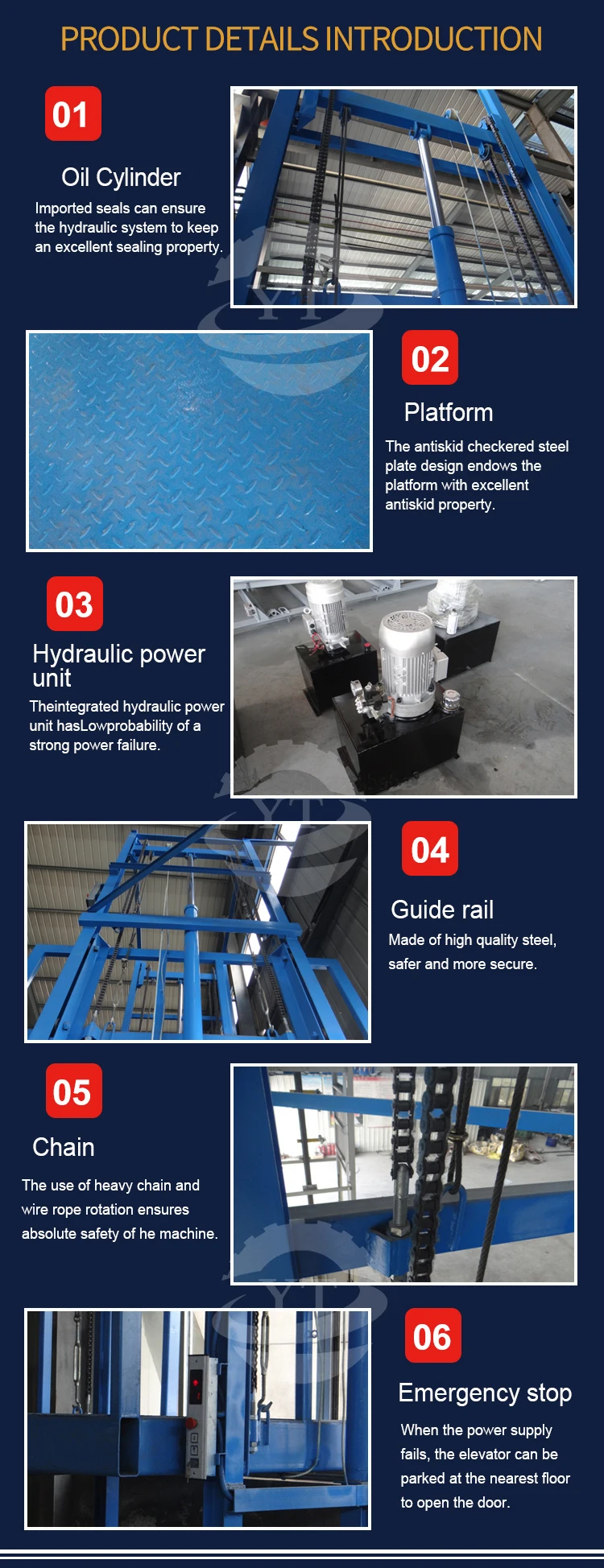 Vertical Cargo Lift Portable Hydraulic Platform Lift Guide Rail Lift ...