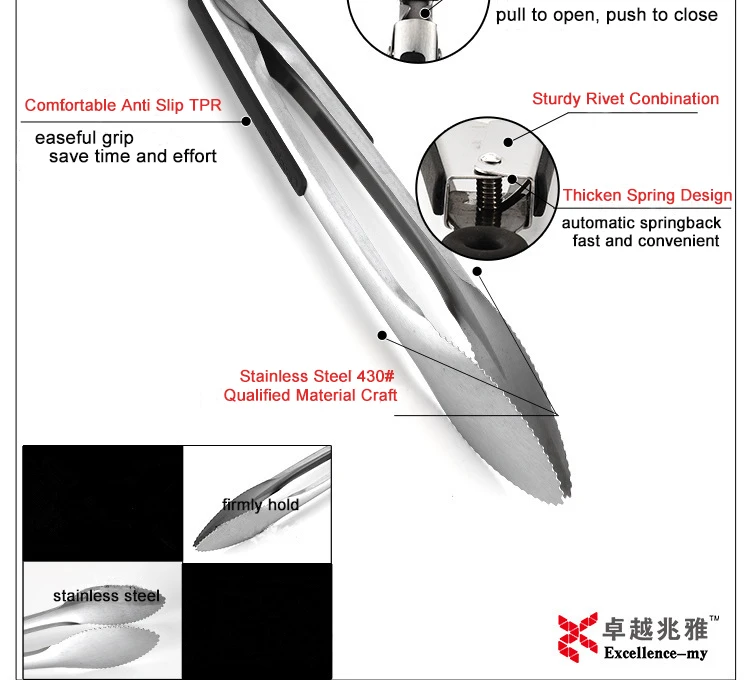 Heavy Duty 9 Inch Stainless Steel Kitchen Utensil Barbecue Grilling ...