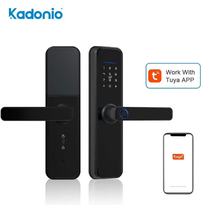 Kadonio Wifi App Access Control Fingerprint Rfid Card Password Wooden ...