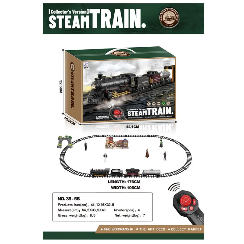 Kids Steam Train Model Collection Toy Remote Control Classic Electric ...