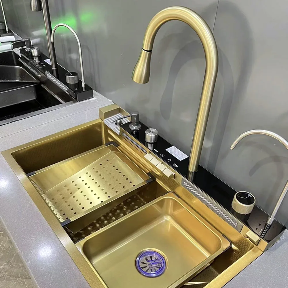 MCBKRPDIO Gold SUS Modern Stainless Steel Kitchen Sink with Digital ...