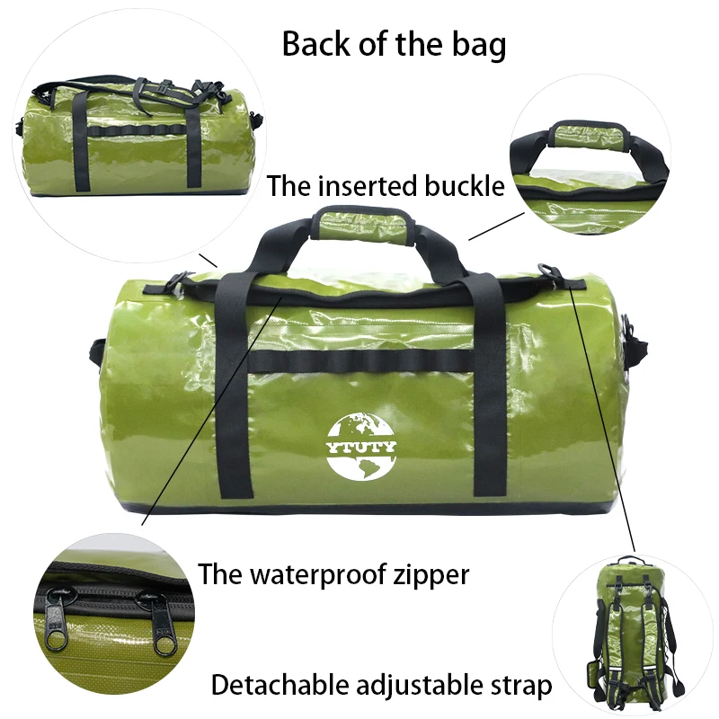 Custom Logo 500D PVC Tote Luggage Zipper Foldable 30L 40L Tarpaulin ...