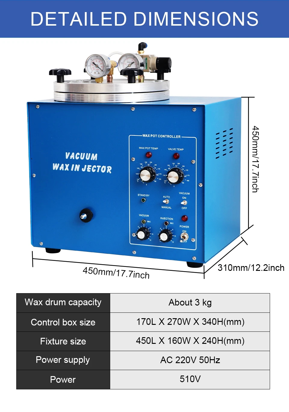 3KG 510W Wax Model Die Casting Machine for Jewelry Making