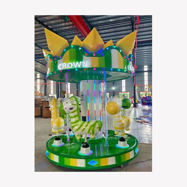 Mini Carrousel kids Mechanical Ride 6 Seats Carousel Merry Go Round ...