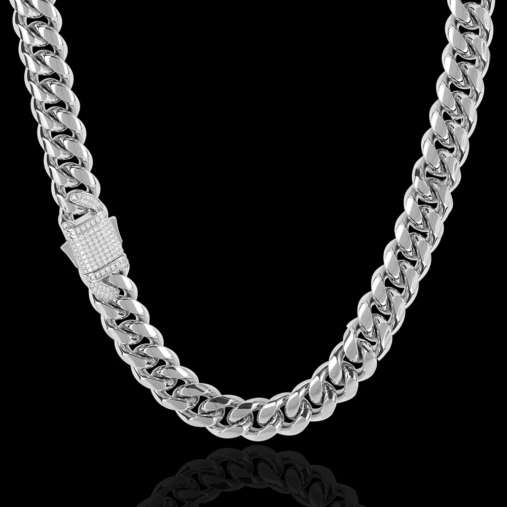 Iced out white gold cuban link chain store