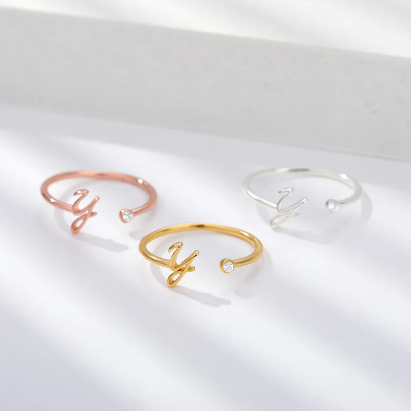 Alibaba.com: G3556 18K gold plated alphabet finger ring with inlaid ...