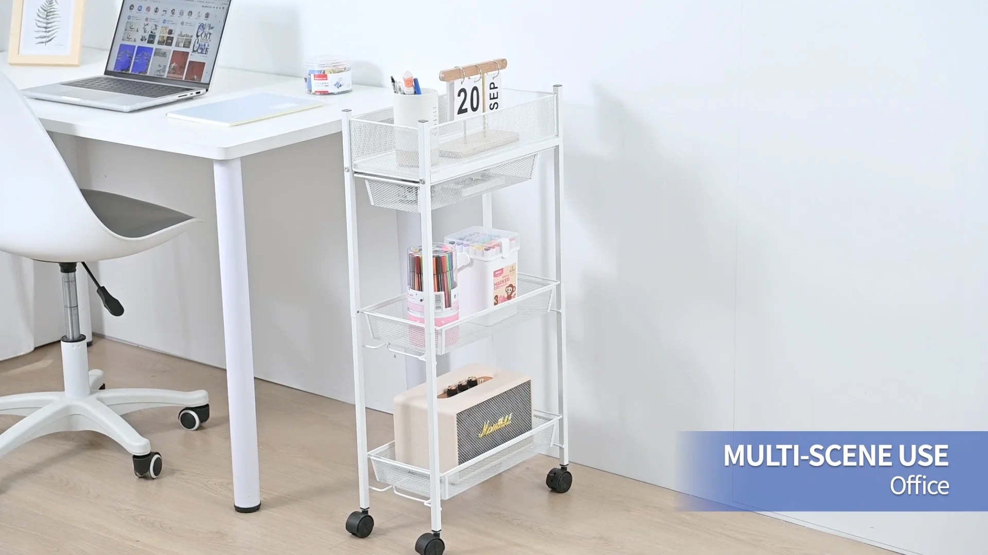 Oem/odm Rolling Storage Rack Narrow Spaces 4 Tier Metal Storage Cart ...