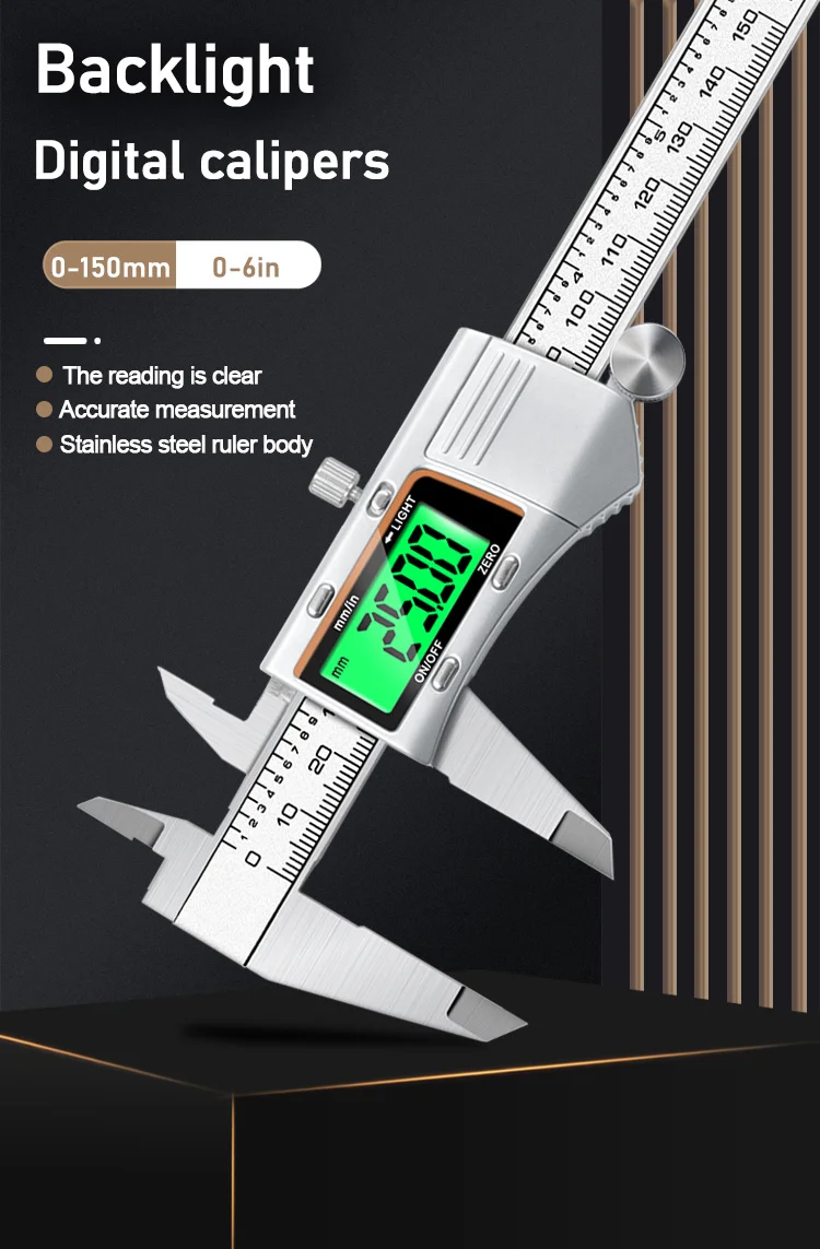 Ditron Stainless Steel Metal Shell Digital Caliper Electronic Vernier ...