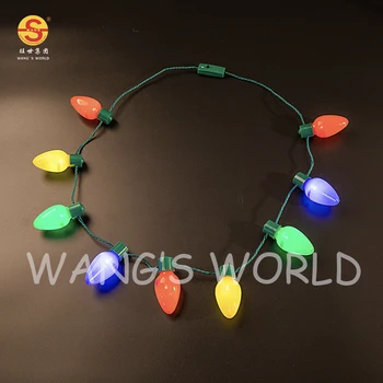Christmas Light Up Necklace With Mini Bulb Flashing Led Christmas ...