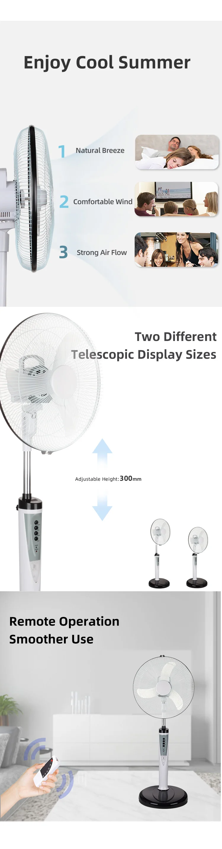 Rechargeable Electric 16 Inch Standing Solar Power Fan 12 V With Remote ...