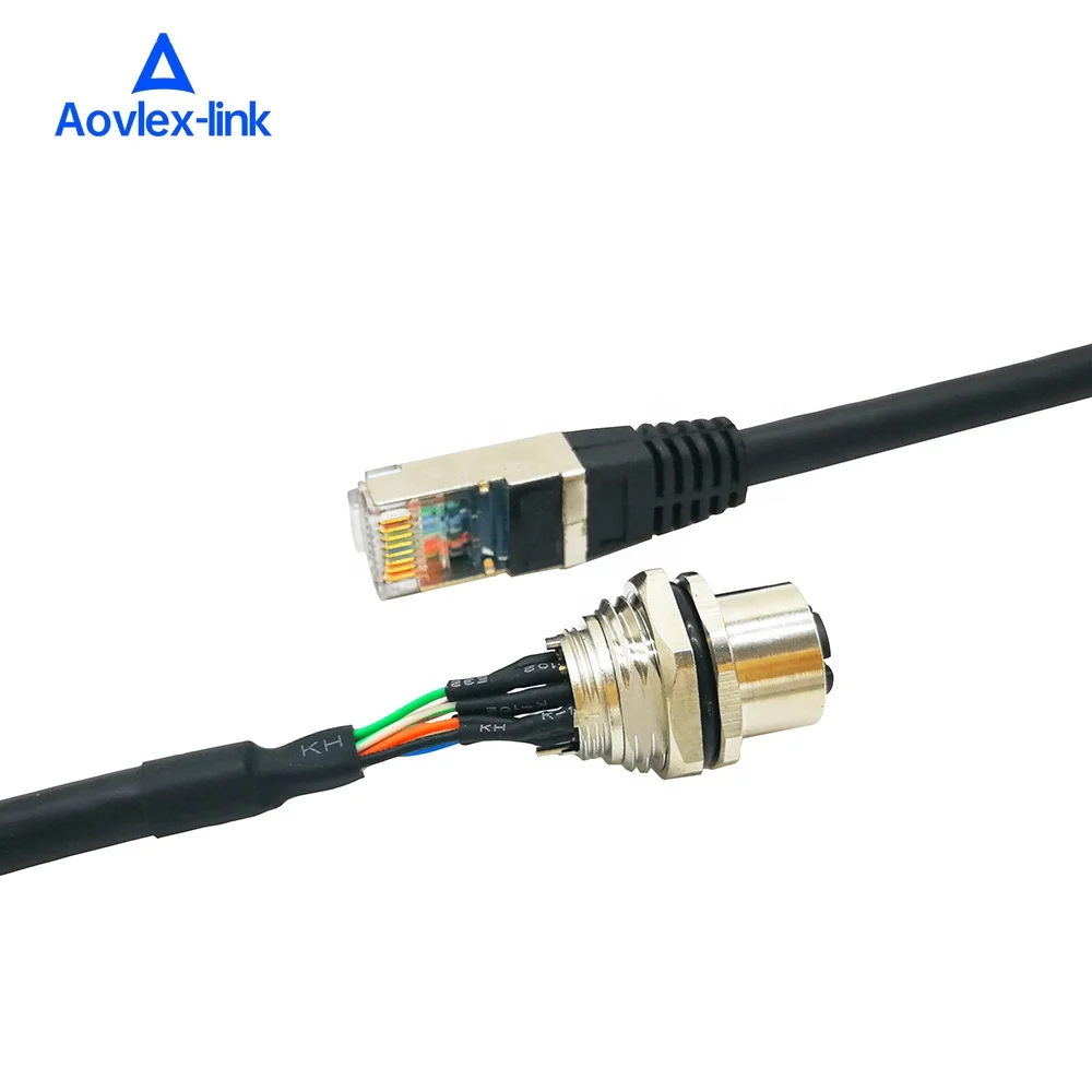 X-code M12 8pin Female To Rj45 Cable M12 X Coded Panel Mount Connector ...