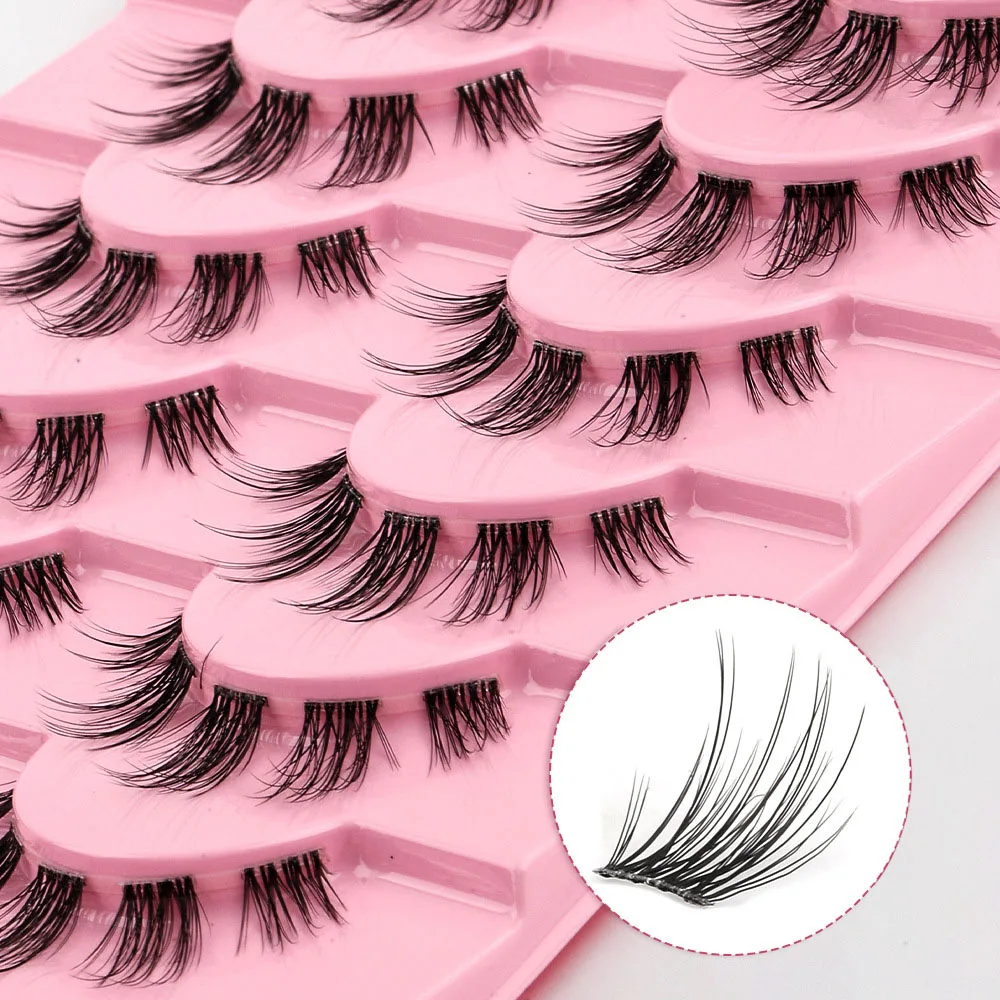 10 Pairs Segment Full Strip Eyelashes Natural False Eyelashes| Alibaba.com