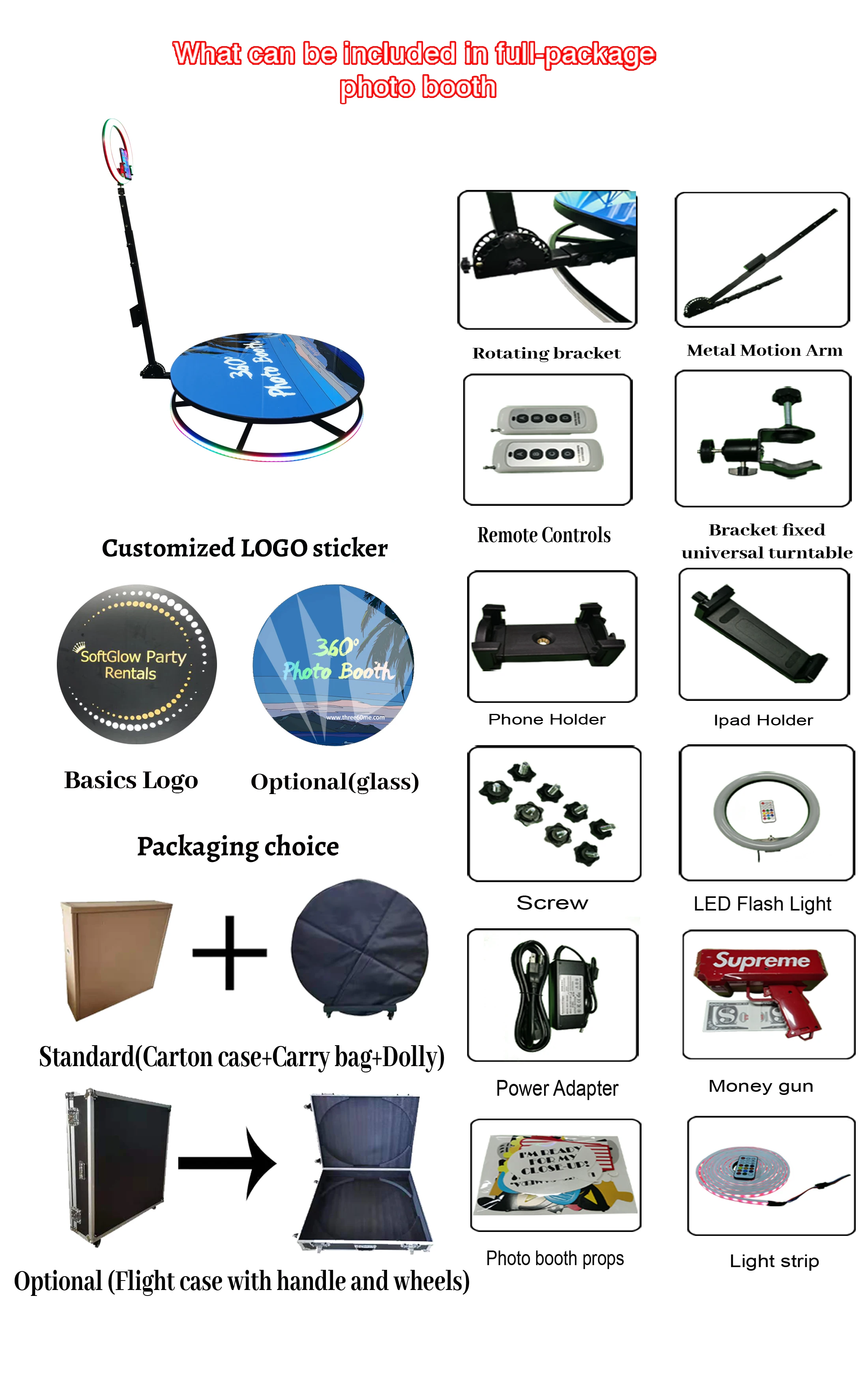 100cm 6 People 360 Photo Booth Rotating Machine Portable Photobooth ...