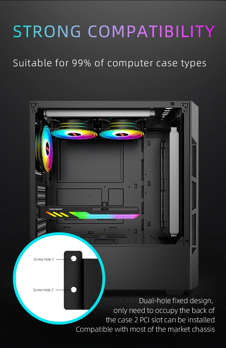 2024 Hot Sale COOLMOON PC Accessories Gaming GT8 28cm OEM GPU Support ...