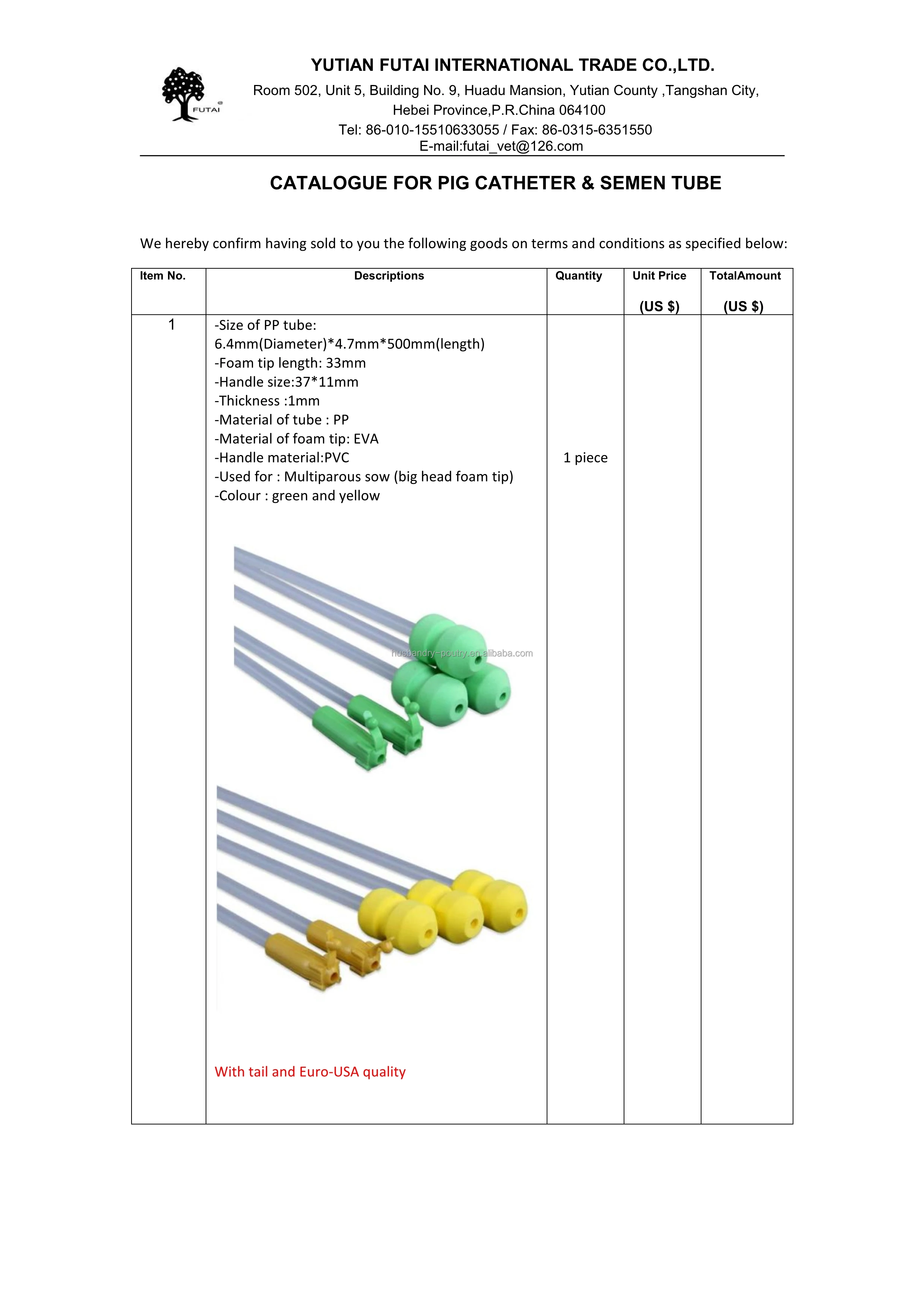 Pig Sow Semen Catheter for Artificial Insemination